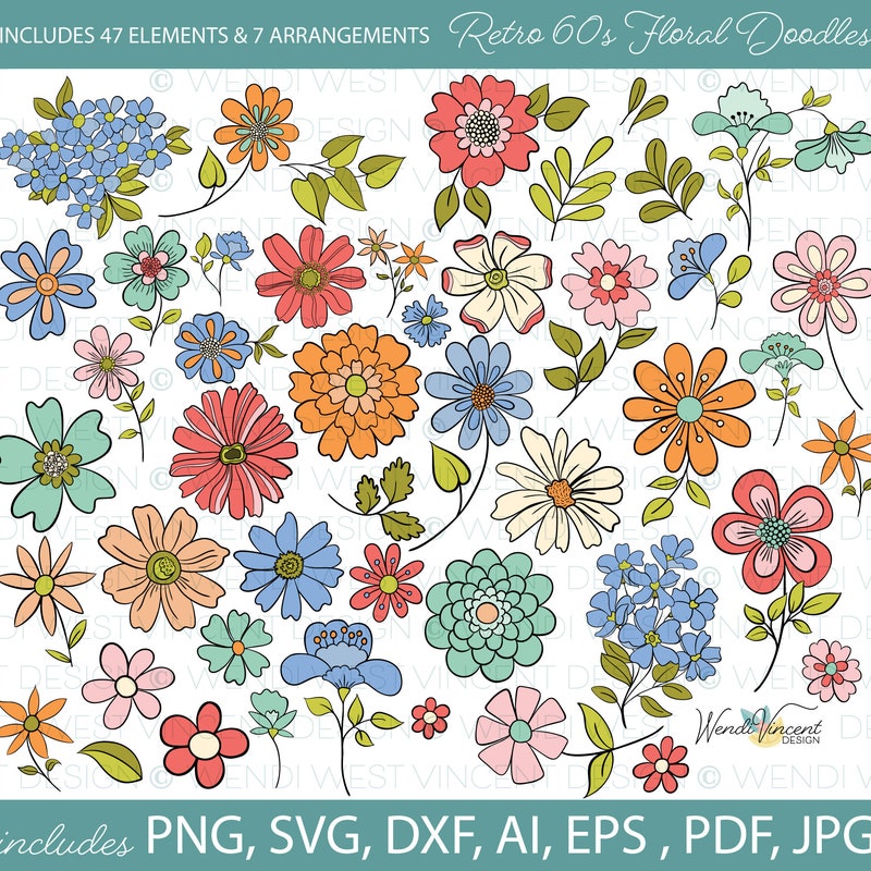 Doodle Flowers - Etsy