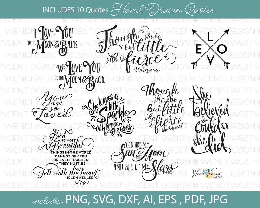 Calligraphy Quote Bundle SVG Bundle for Cutting Machines, HTV, Vinyl or ...