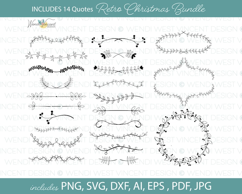 Leaves and Floral Text Divider SVG Files Hand Drawn Floral - Etsy