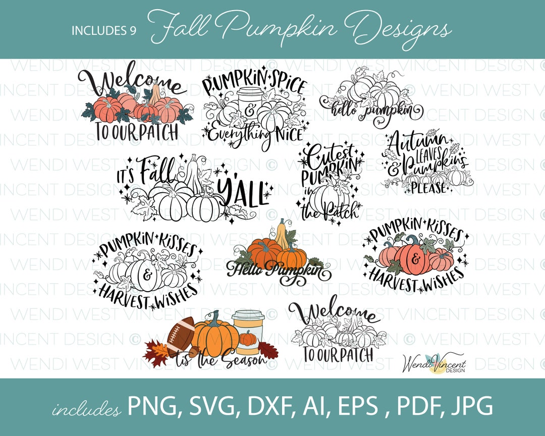 Autumn Harvest SVG Bundle - Hand-drawn Thanksgiving Pumpkin Design ...