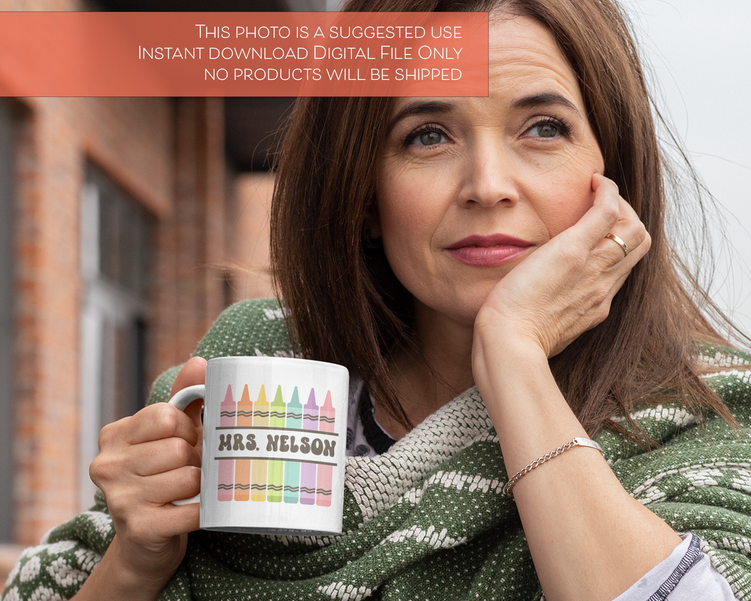 Teacher Name SVG File, Split Monogram With Pastel Crayons, Sublimation ...