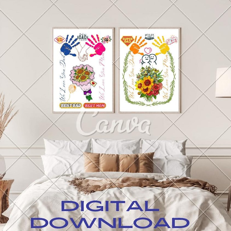 Mothers Day Fathers Day Handprint Art Set of 2, Toddler Baby ...