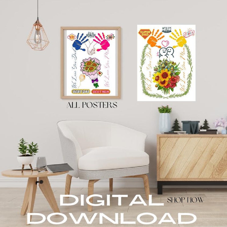 Mothers Day Fathers Day Handprint Art Set of 2, Toddler Baby ...