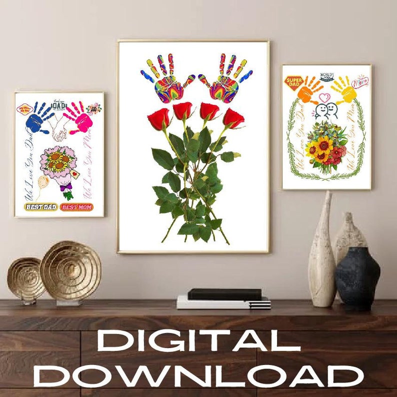 Mothers Day Fathers Day Handprint Art Set of 2, Toddler Baby ...