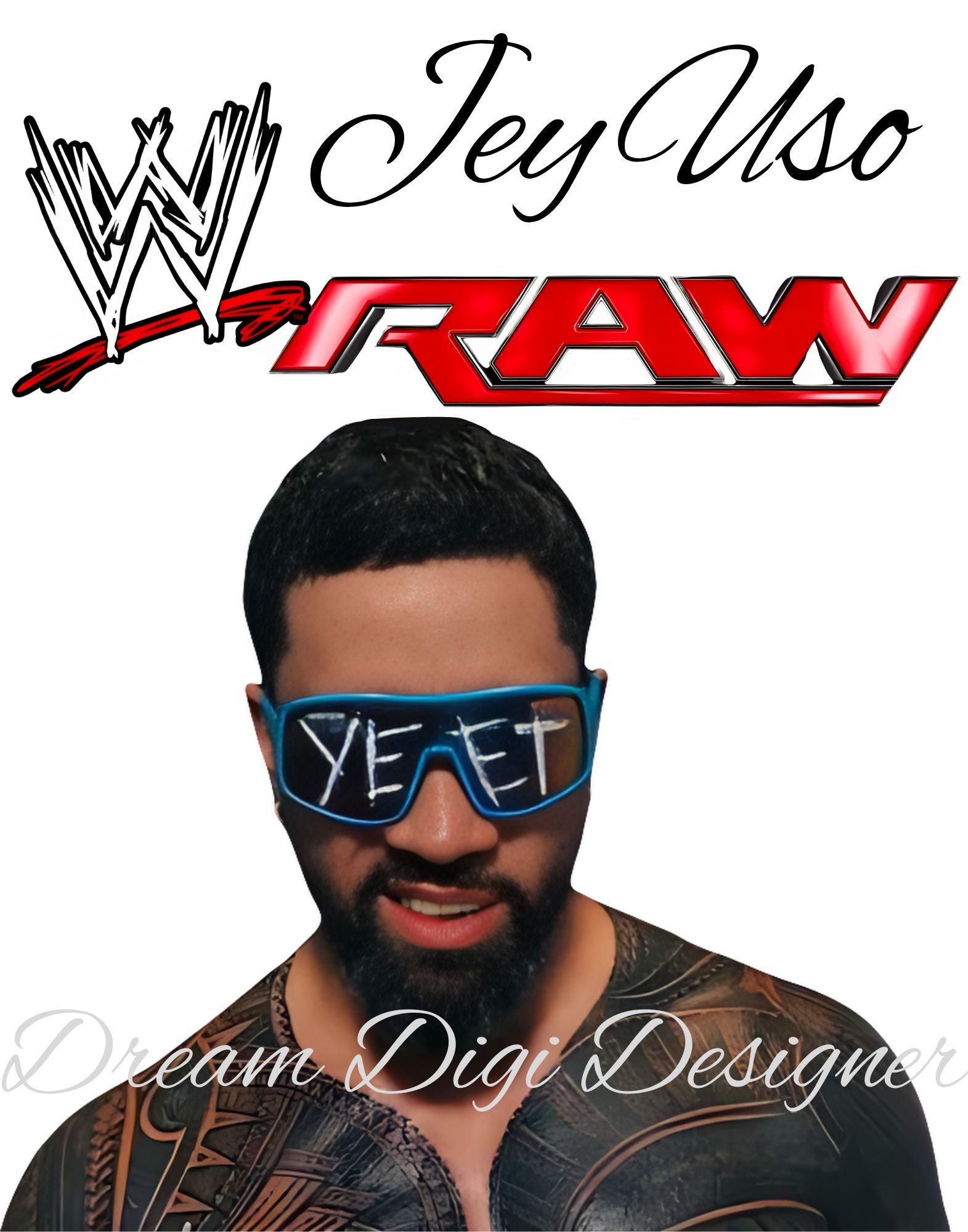 Jey Uso Set of 2 WWE Wrestling Poster Art Print, Wrestlemania Poster ...