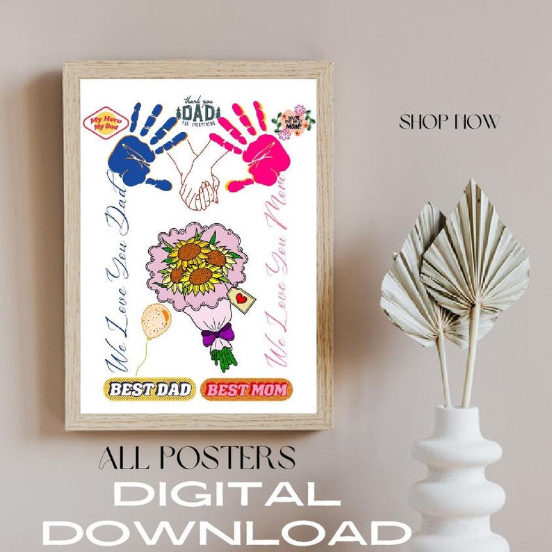 Mothers Day Fathers Day Handprint Art Set of 2, Toddler Baby ...