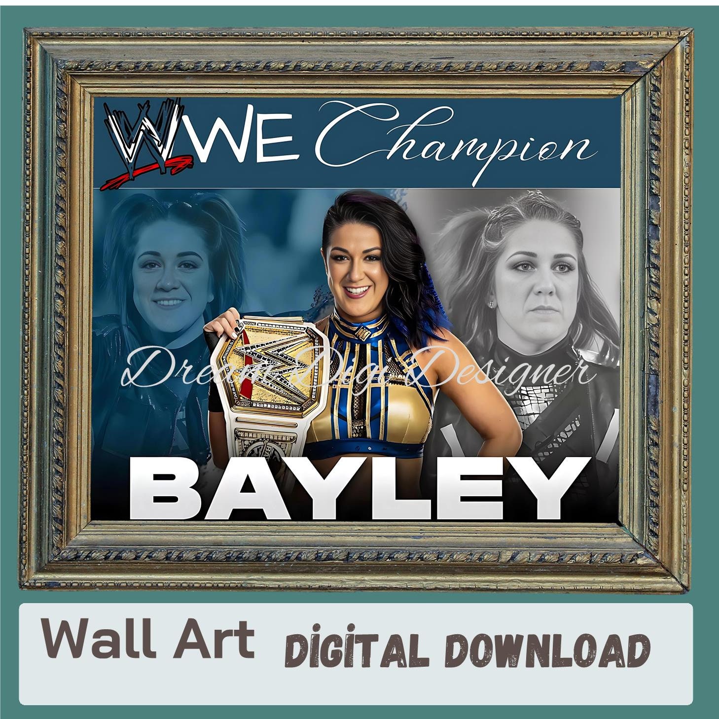WWE Print Set of 2 Bayley Win Poster Wall Art, Art Print, Wall Decor ...