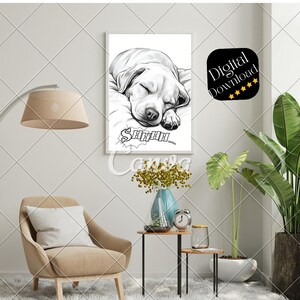 Funny Sleeping Dog Wall Art, Home Decor, Cute Dog Wall Art, Funny Dog ...