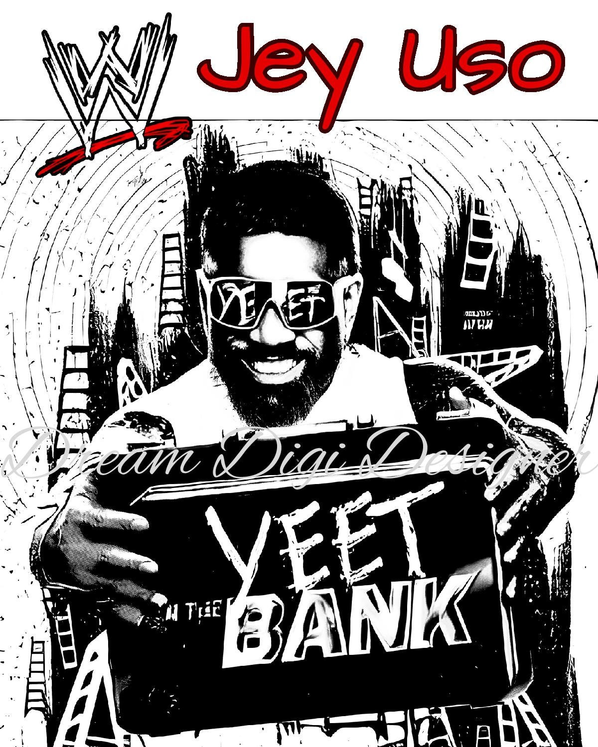 Jey Uso Set of 2 WWE Wrestling Poster Art Print, Wrestlemania Poster ...