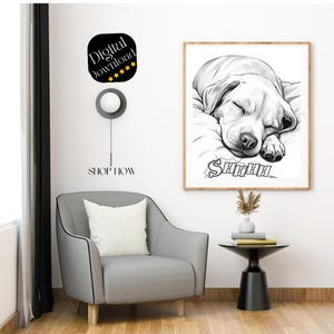 Funny Sleeping Dog Wall Art, Home Decor, Cute Dog Wall Art, Funny Dog ...