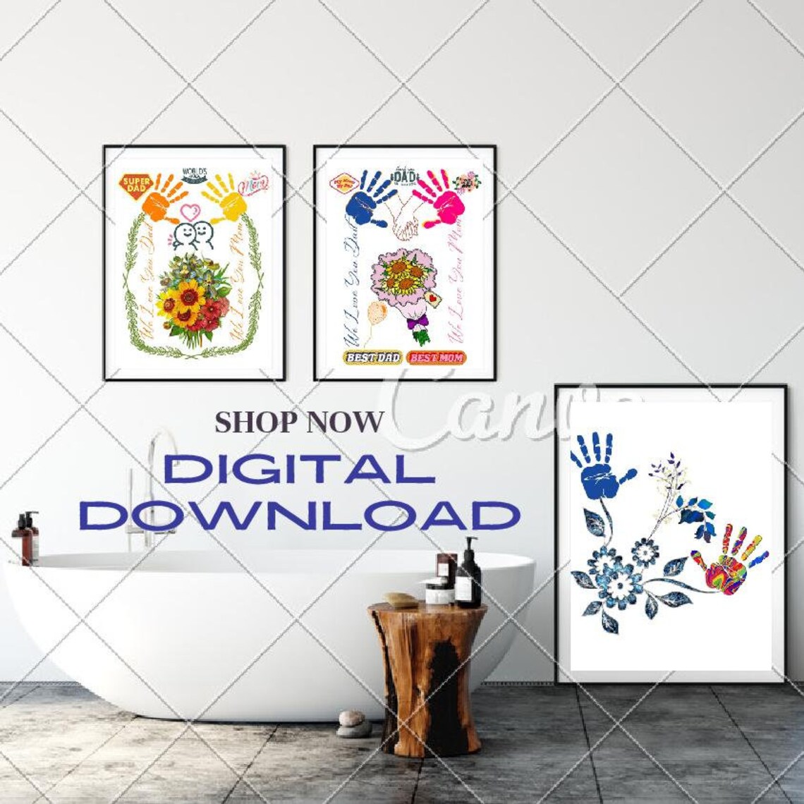 Mothers Day Fathers Day Handprint Art Set of 2, Toddler Baby ...