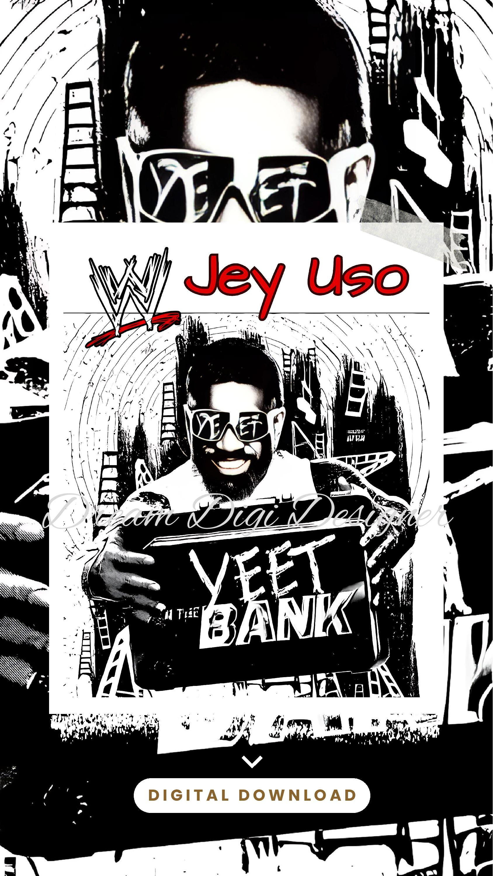 Jey Uso Set of 2 WWE Wrestling Poster Art Print, Wrestlemania Poster ...