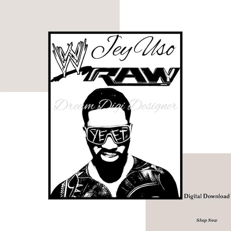 Jey Uso Set of 2 WWE Wrestling Poster Art Print, Wrestlemania Poster ...