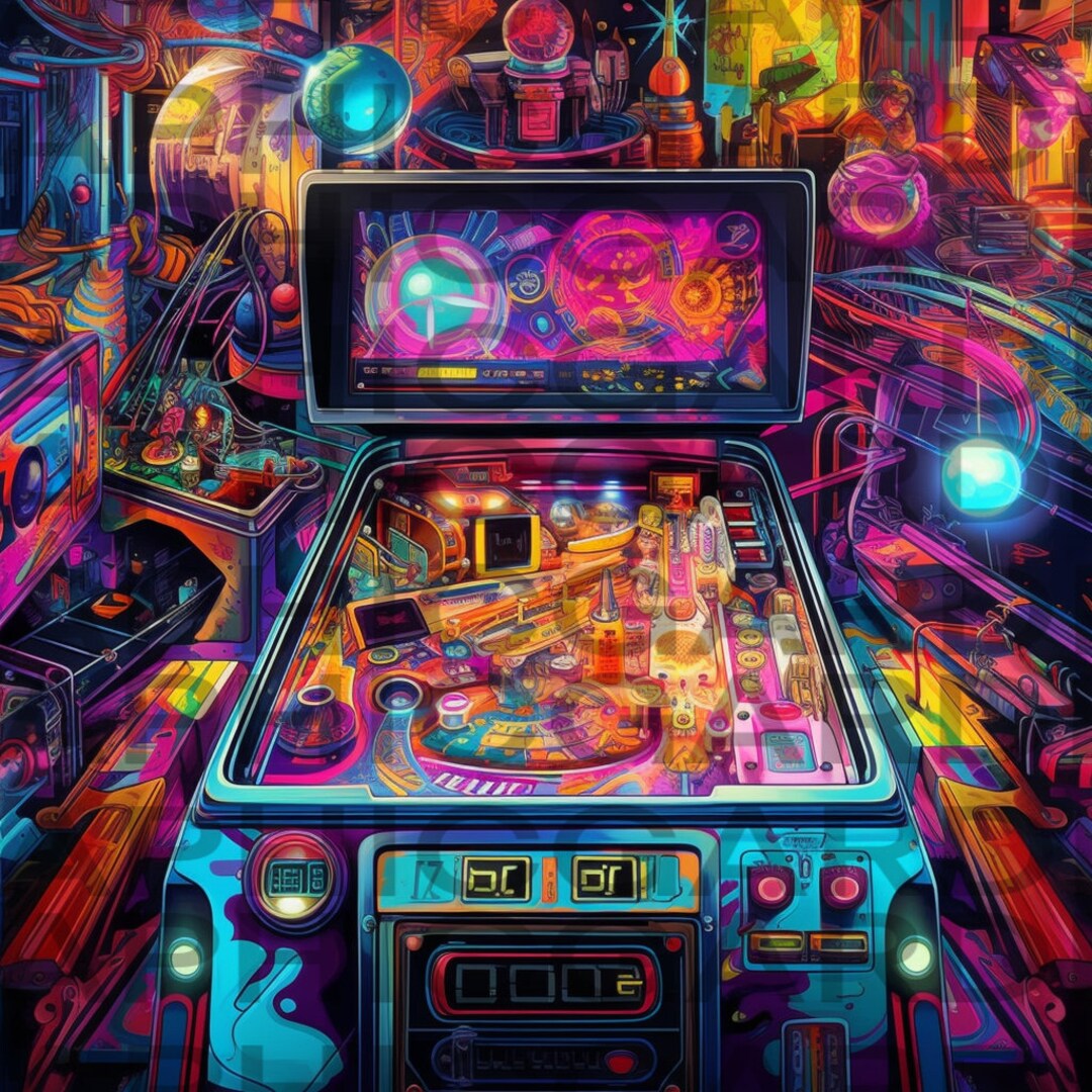 Retro 80s Pinball Digital Download PNG Sublimation 300 DPI - Etsy