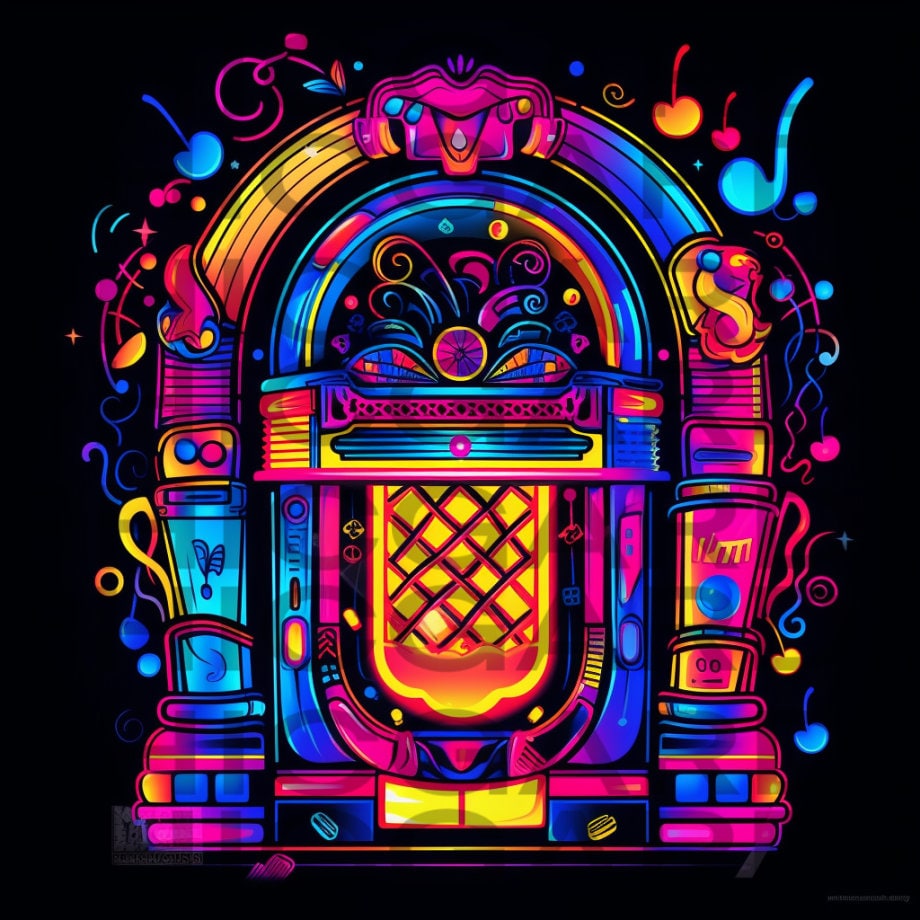 Retro 80s Neon Blacklight Jukebox Digital Download 300 Dpi PNG ...