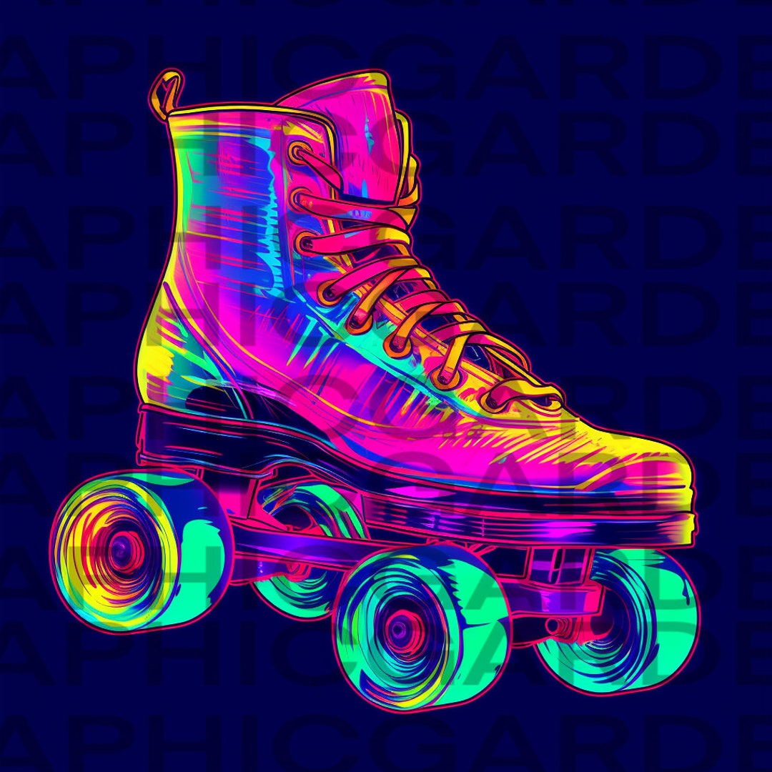 Retro 80s Glow Rollerblade Digital Download PNG Sublimation 300 DPI - Etsy