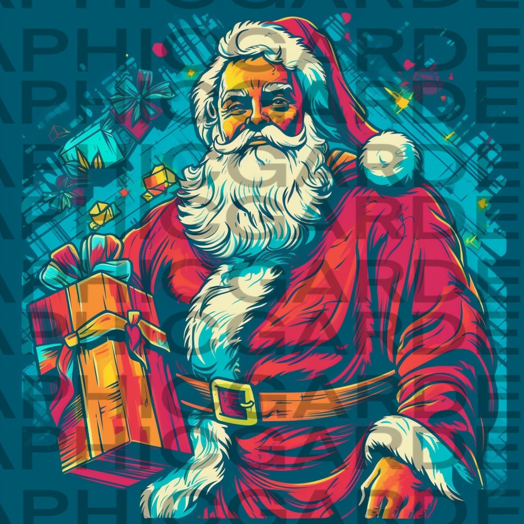 Retro 80s Santa Claus Digital Download PNG 300 DPI Sublimation - Etsy