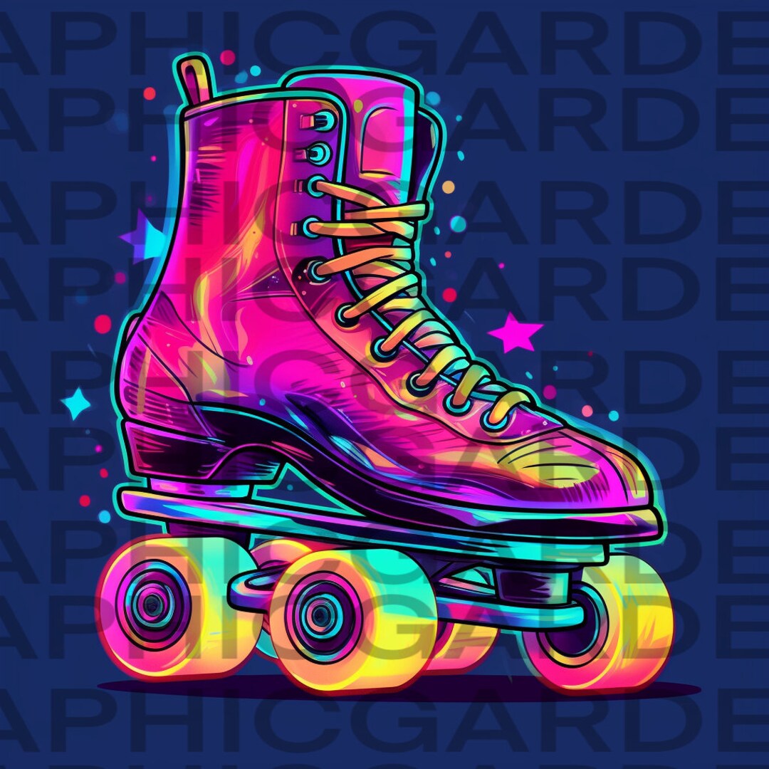 Retro Colorful 80s Rollerblade Digital Download PNG Sublimation - Etsy