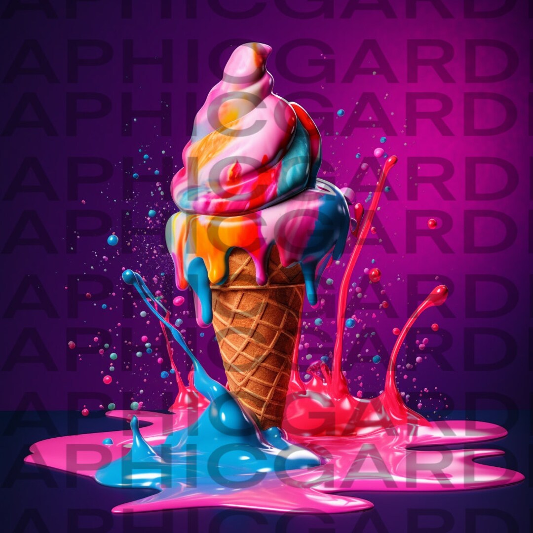 Ice Cream Cone 3d Splatter PNG Design Digital Download Sublimation - Etsy
