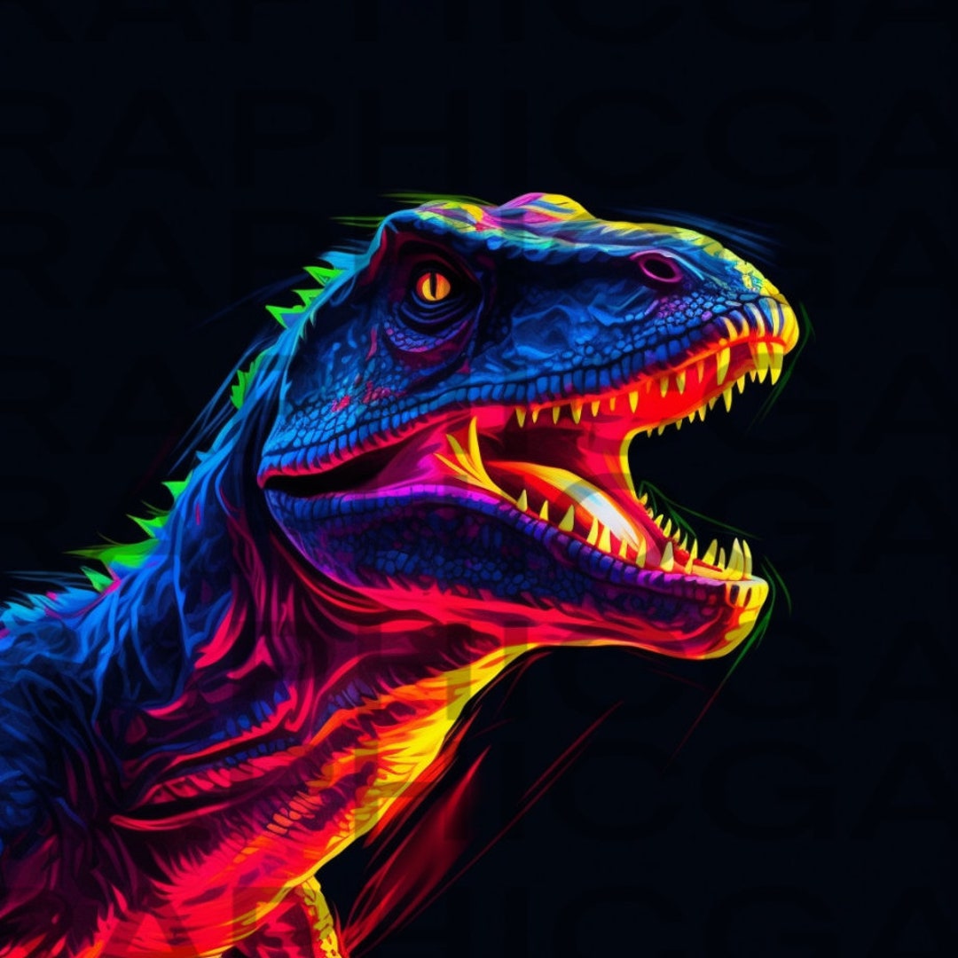 The 80s Glow Wave Raptor Dinosaur Digital Download Sublimation - Etsy