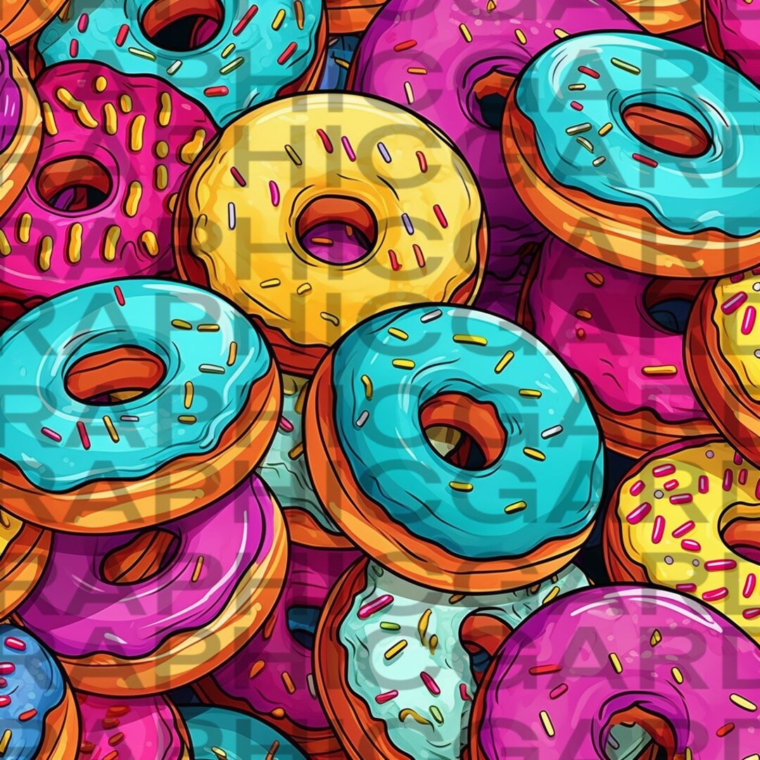 Retro Line Art 80s Donuts Digital Download PNG Sublimation - Etsy
