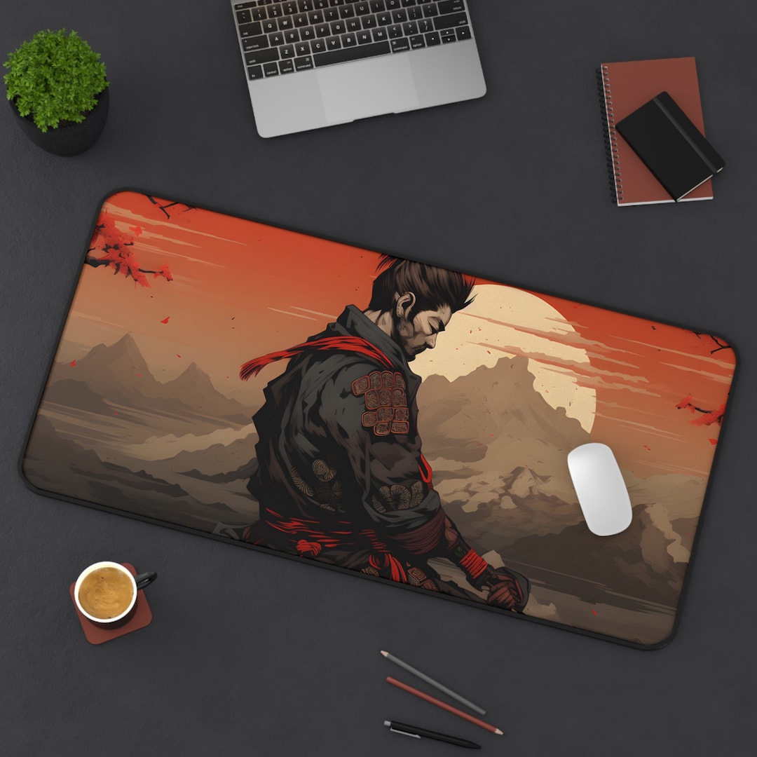 Samurai Desk Mat Japanese Ancient Warrior Desk Mat Large Mouse Pad for ...