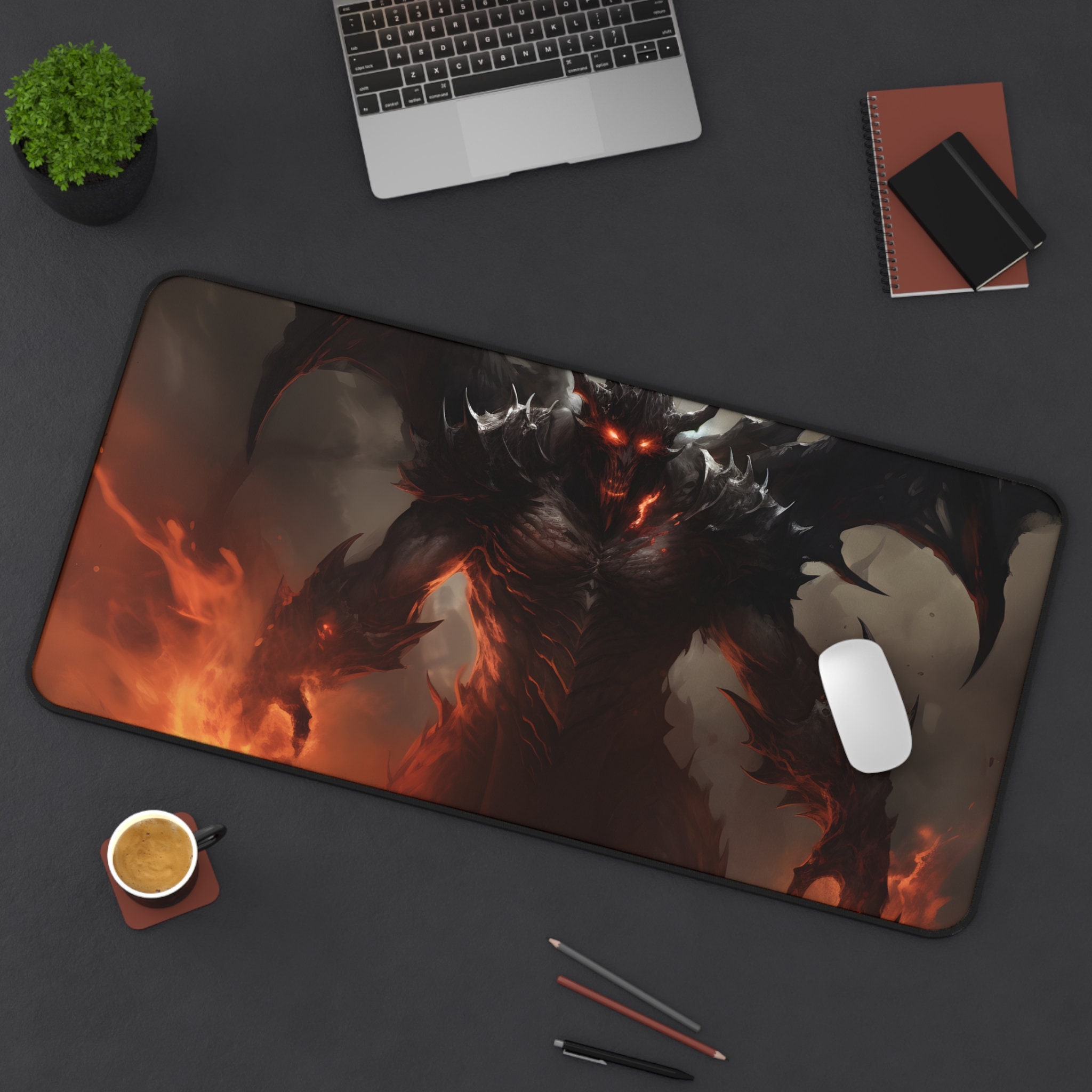 Demon Lord From Hell Desk Mat Mouse Pad Gaming Desk Mat Diablo IV ...