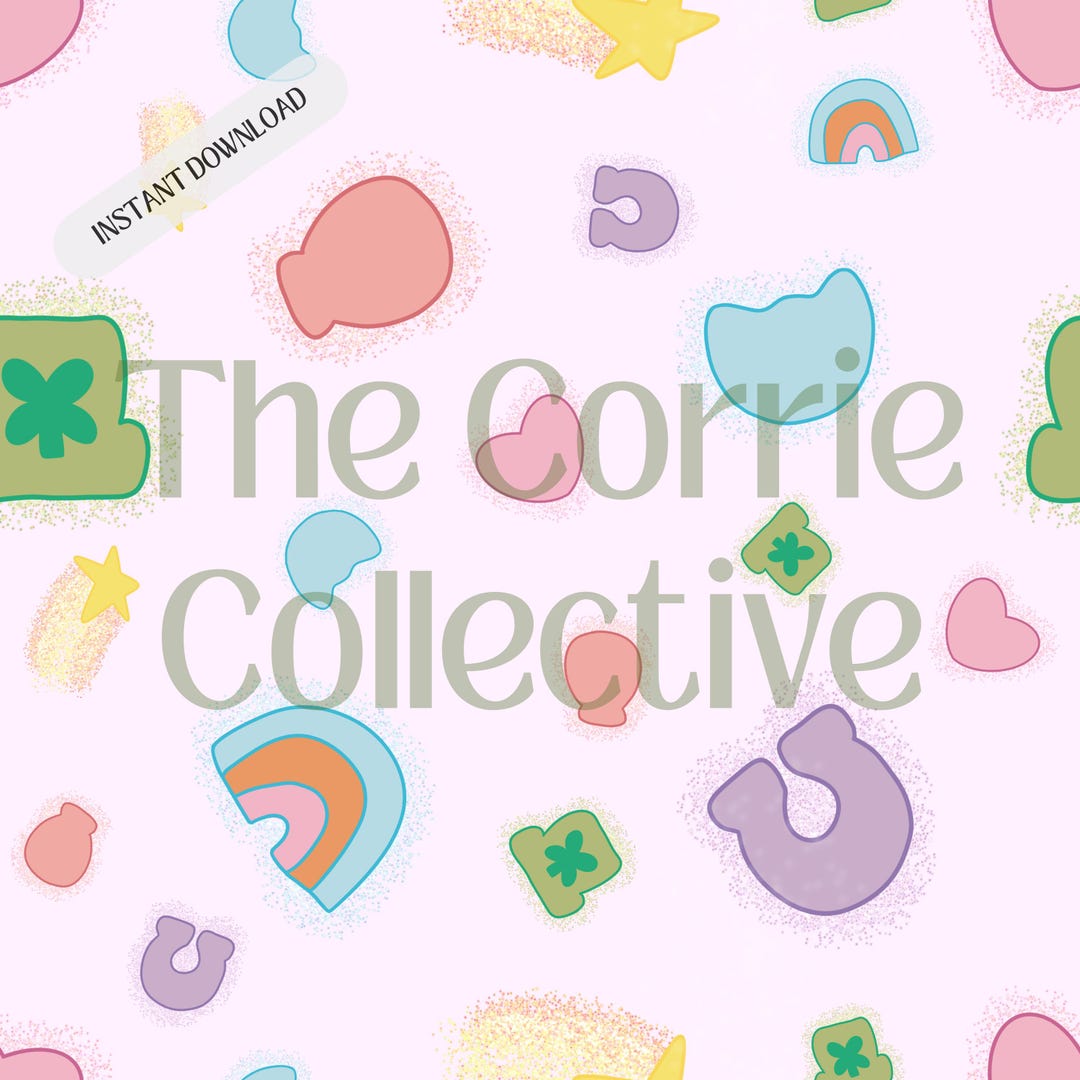Lucky Charms Inspired Seamless Pattern File, St. Patricks Day Fabric ...