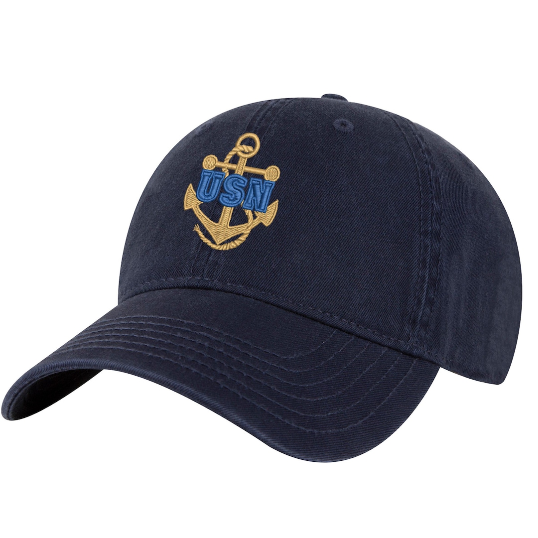 US Navy Anchor Baseball Cap – Embroidered Navy Logo Hat for Veterans ...