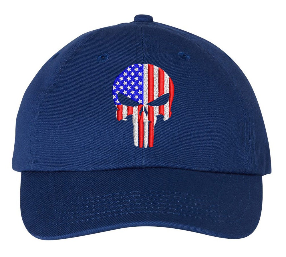 Punisher Skull Baseball Cap, US Flag Punisher Hat, American Flag ...