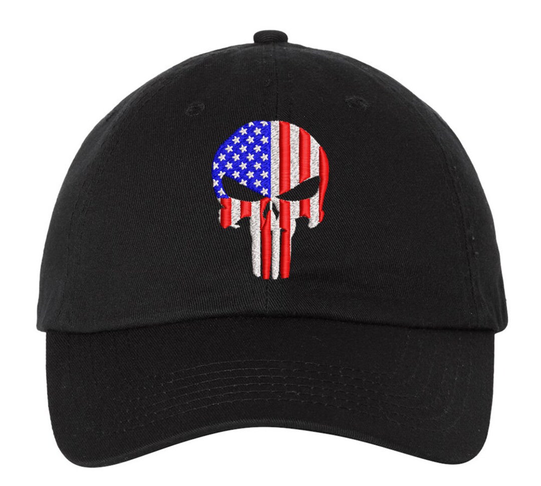 Punisher Skull Baseball Cap, US Flag Punisher Hat, American Flag ...