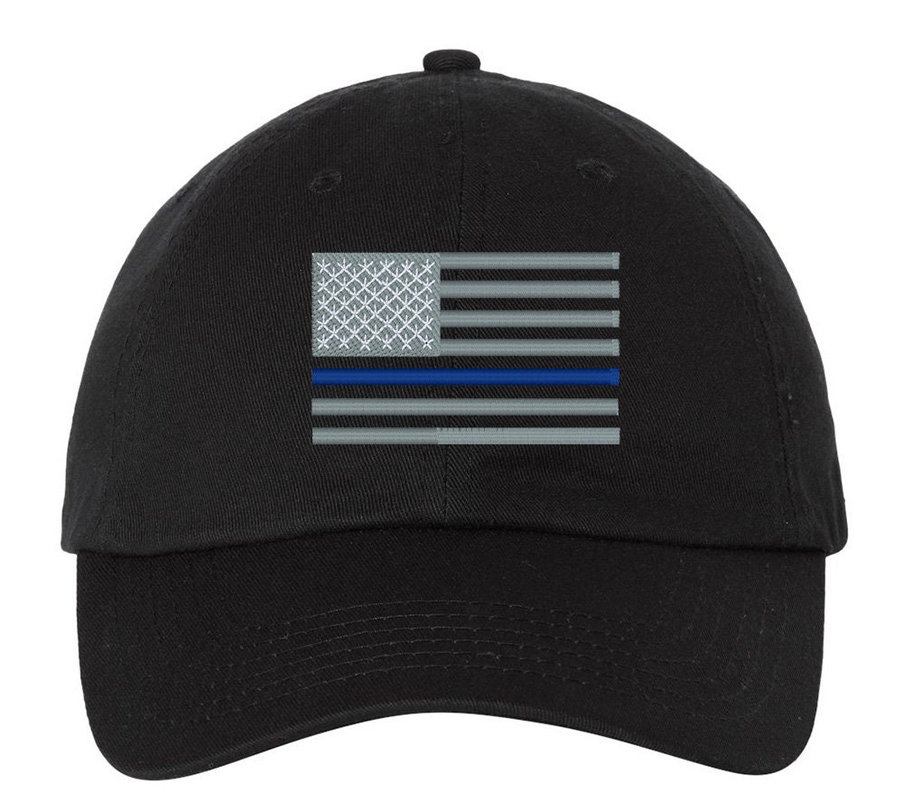 Thin Blue Line American Flag Baseball Cap, the Blue Hat, Police Support ...