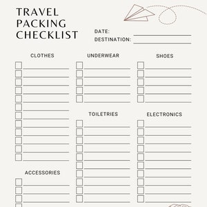 Travel Packing Planner, Travel Packing Checklist, Travel Checklist ...