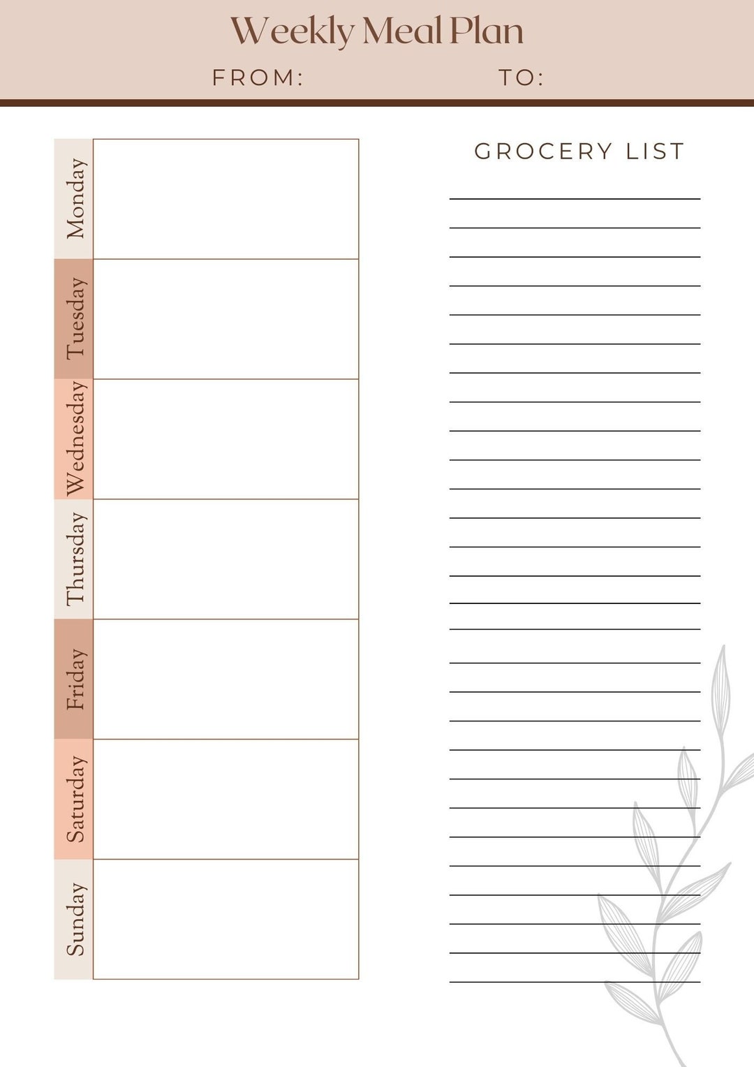 Weekly Meal Planner - Meal Prep - Meal Plan - Etsy