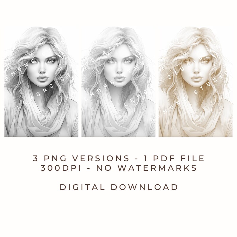 Deep Gaze - Premium Adult Coloring Pages - 3 Digital Printable Instant ...