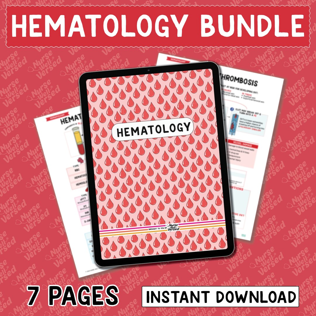 Hematology Nursing Notes Study Bundle - Etsy