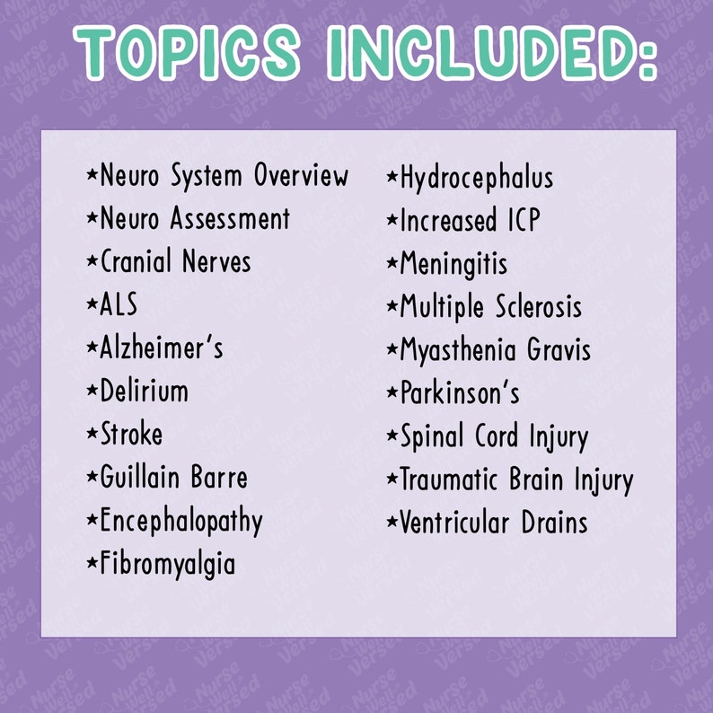 Neuro Nursing Notes Study Bundle - Etsy