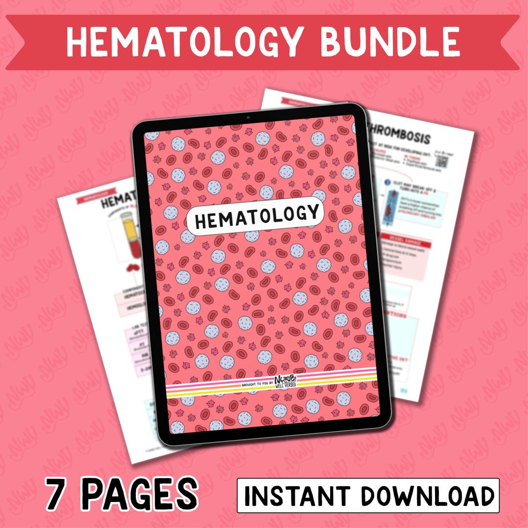 Hematology Nursing Notes Study Bundle - Etsy