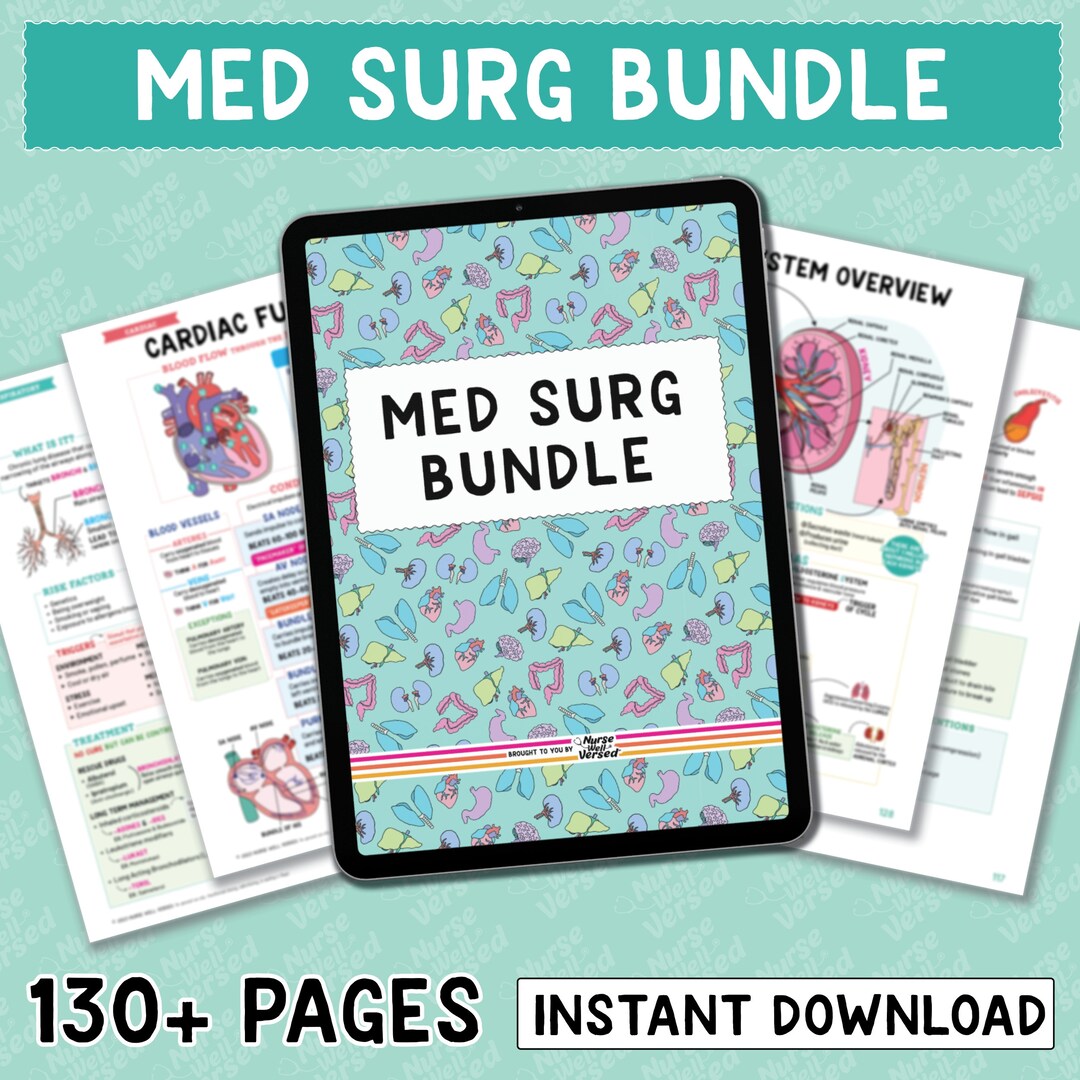 Med-surg Nursing Notes Study Guide Bundle: Medical-surgical, Med ...