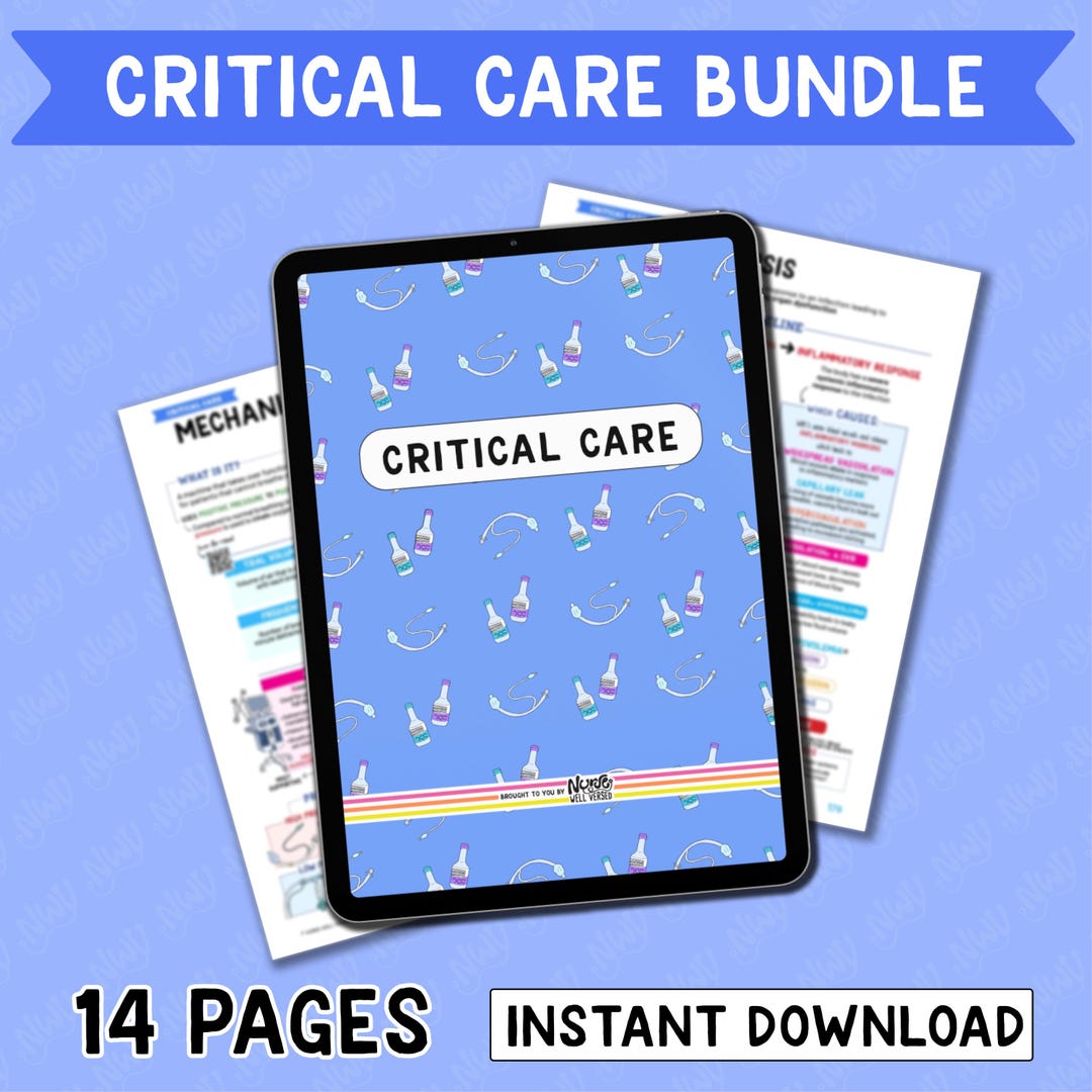Critical Care Nursing Notes Study Bundle - Etsy