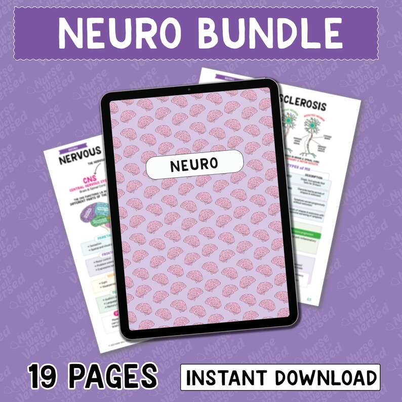 Neuro Nursing Notes Study Bundle - Etsy
