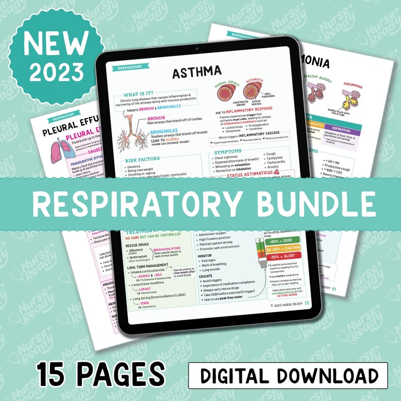 Respiratory Nursing Notes Study Bundle - Etsy