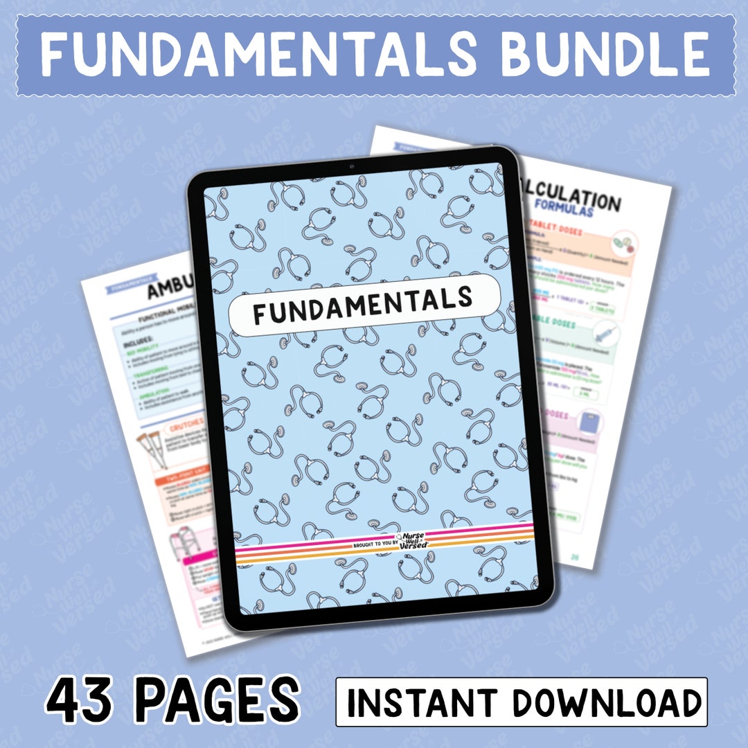 Fundamentals Nursing Notes Study Bundle | Nurse Well Versed - Etsy