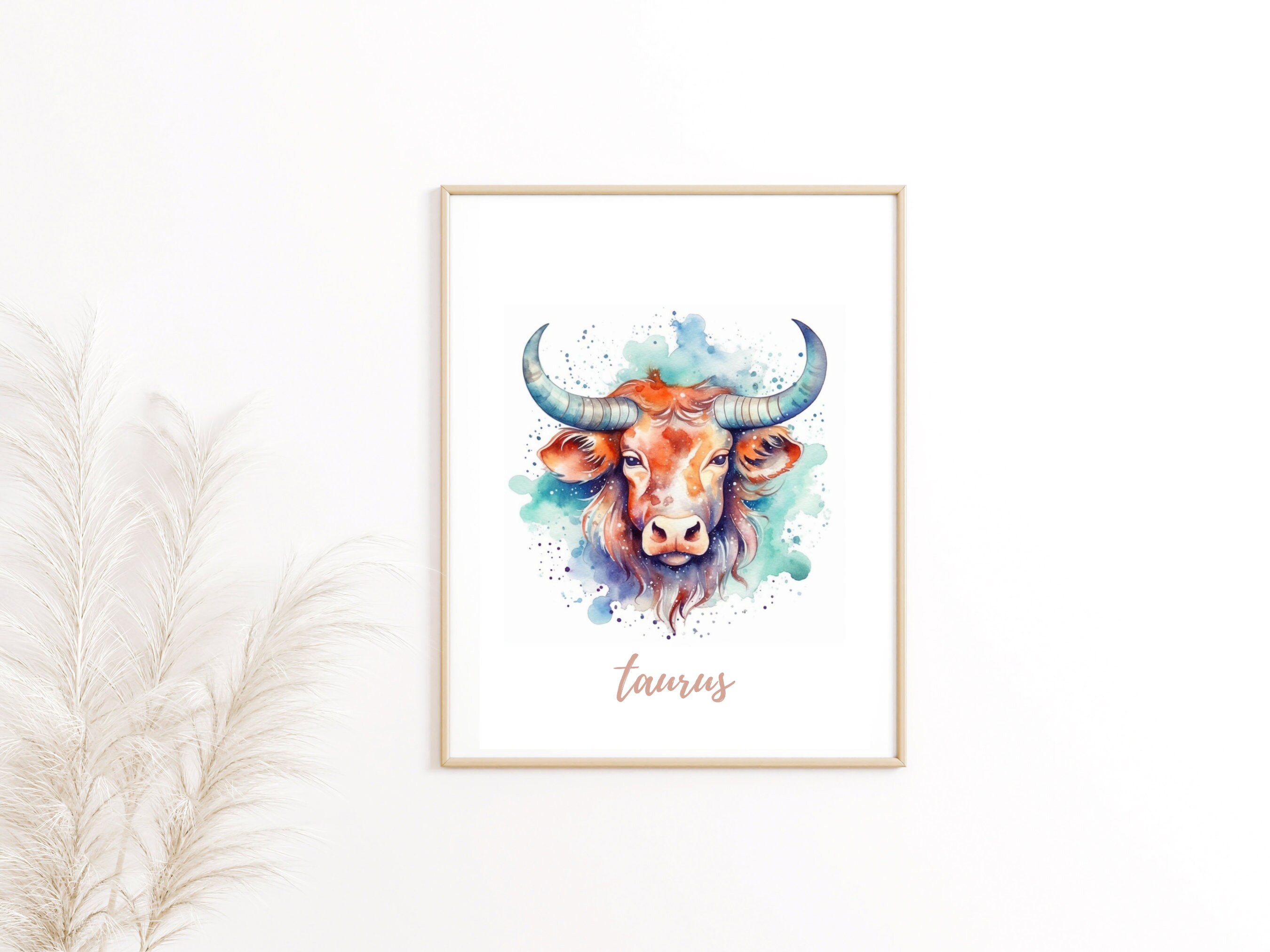 Taurus Watercolor Print, Astrology Watercolor Print, Taurus Zodiac Sign ...