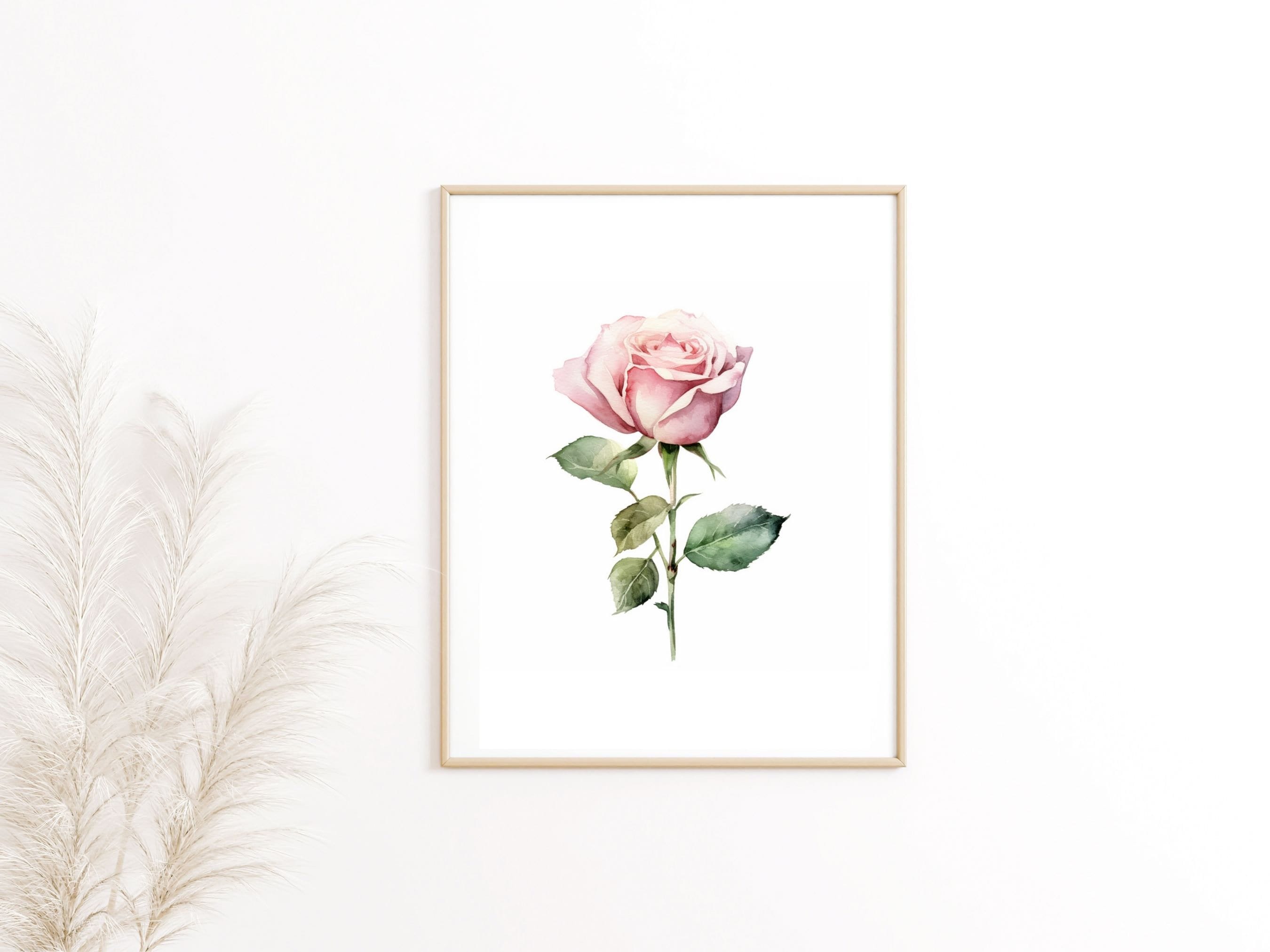 Rose Watercolor Print, Floral Watercolor Print, Floral Wall Art, Pink ...