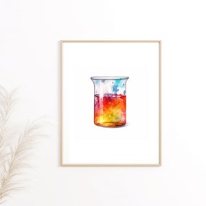 Beaker Watercolor Print, Watercolor Print, Science Wall Art, Beaker ...