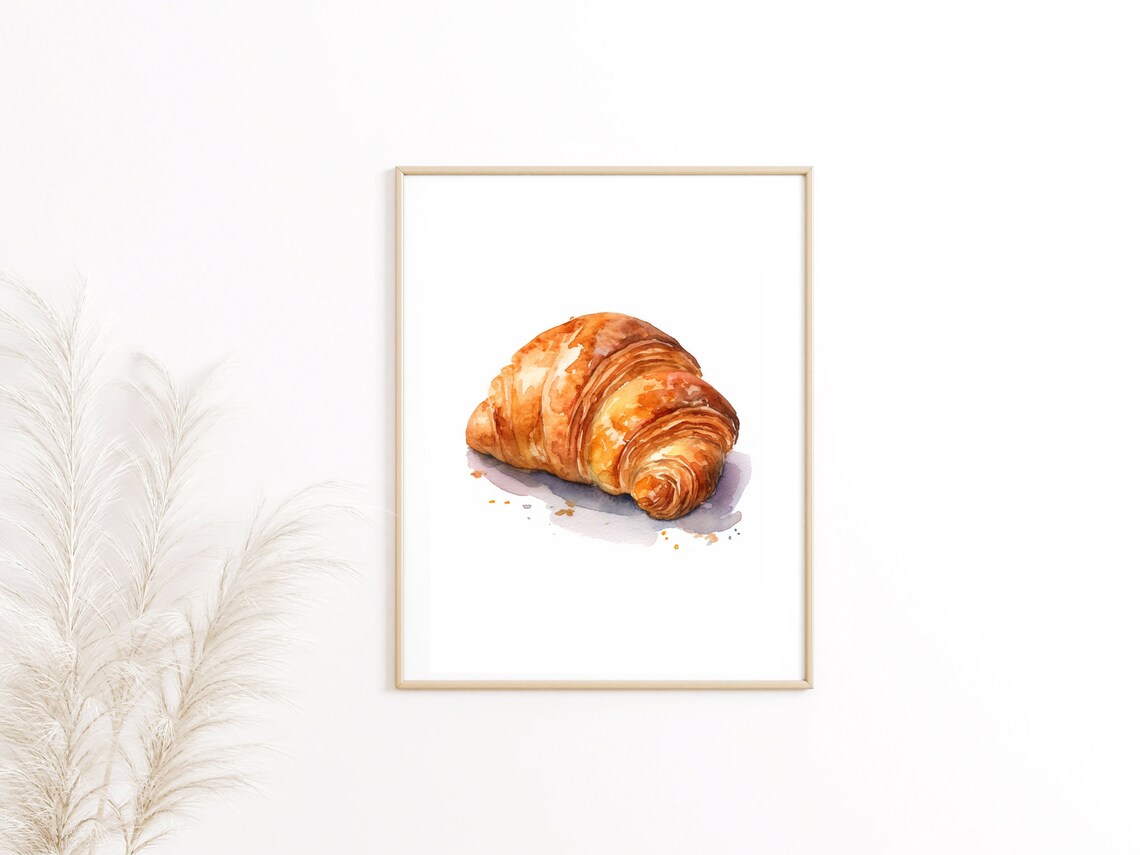Croissant Watercolor Print, Pastry Watercolor Print, Croissant Wall Art ...