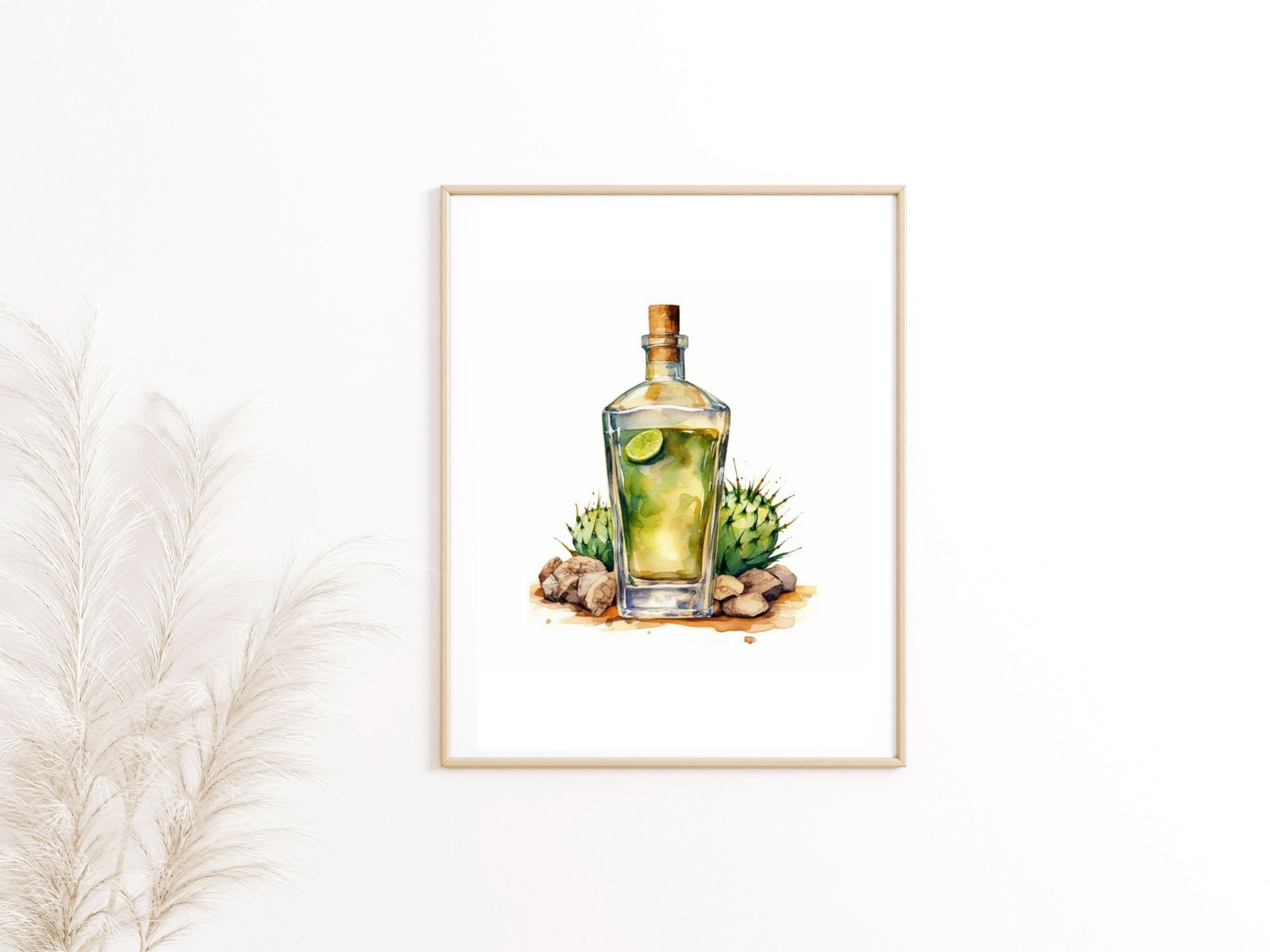 Tequila Watercolor Print, Watercolor Print, Wall Art, Bottle of Tequila ...