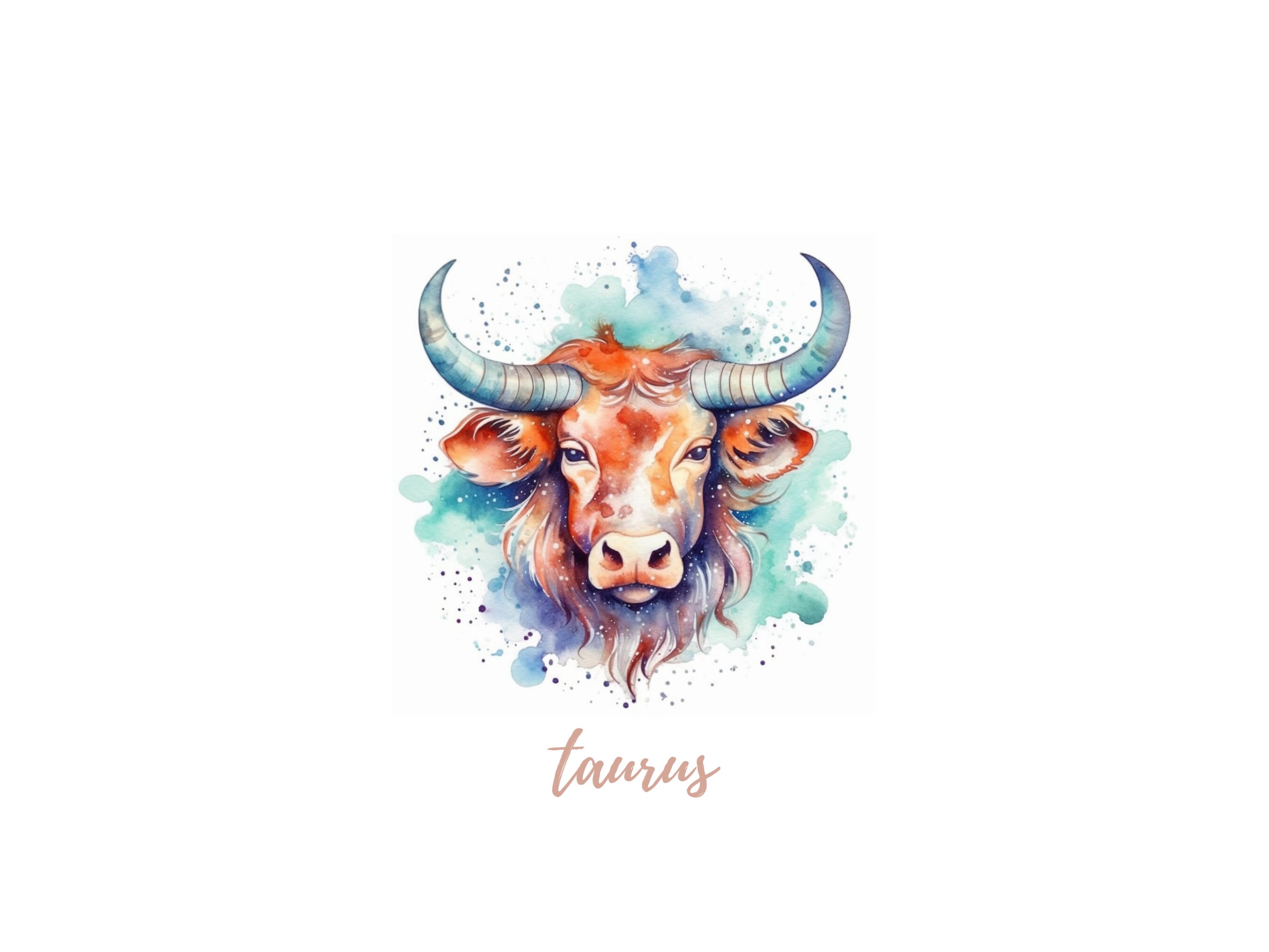 Taurus Watercolor Print, Astrology Watercolor Print, Taurus Zodiac Sign ...