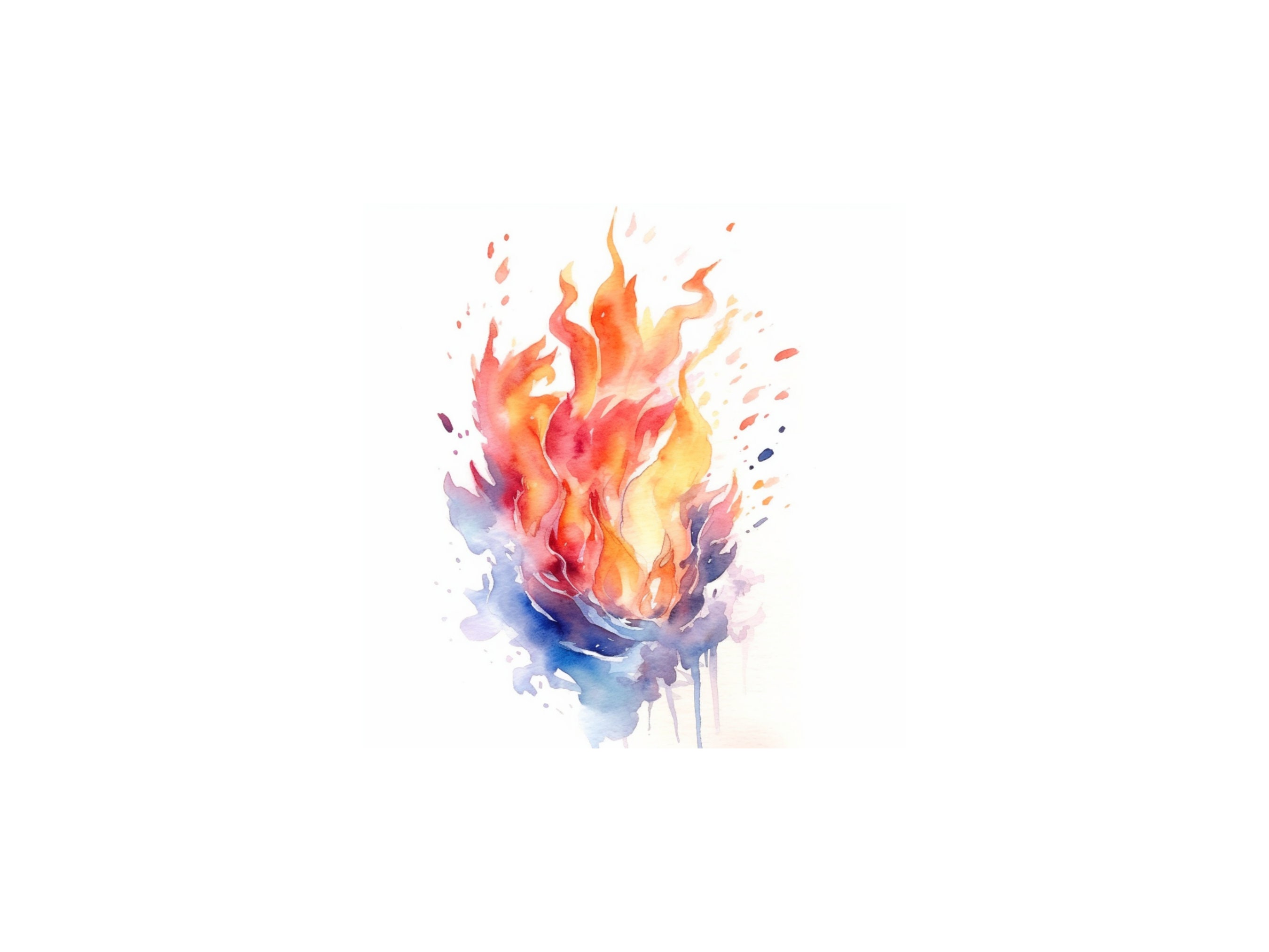 Flame Watercolor Print, Flame Watercolor Print, Flame Wall Art, Flame ...